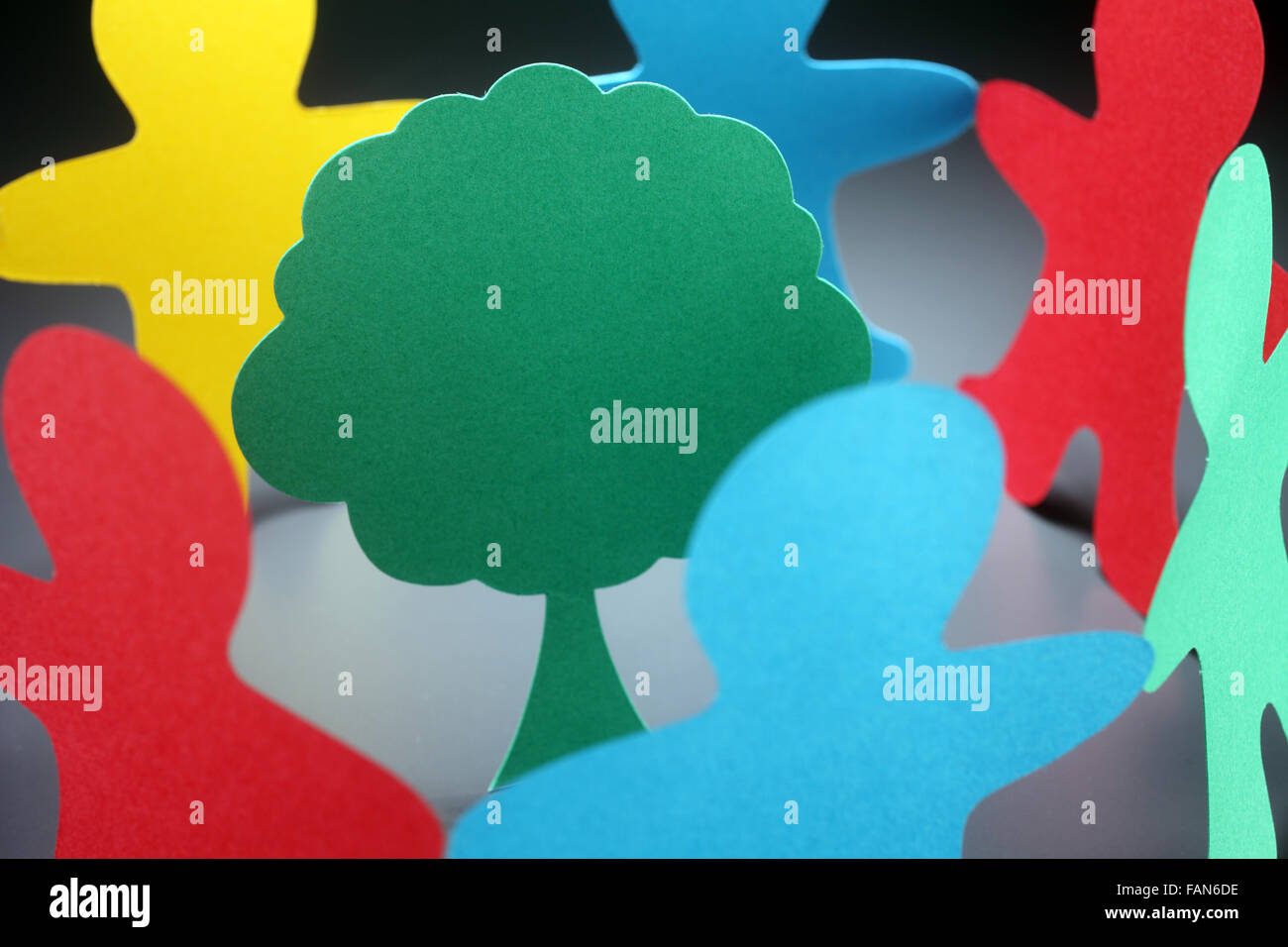 paper chain surrounding a tree Stock Photo - Alamy