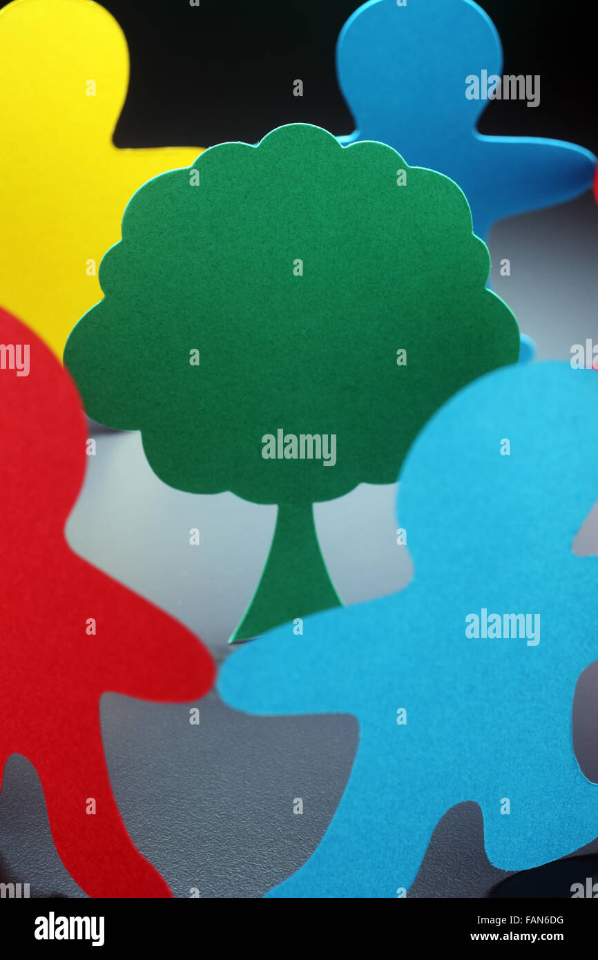 paper chain surrounding a tree Stock Photo - Alamy