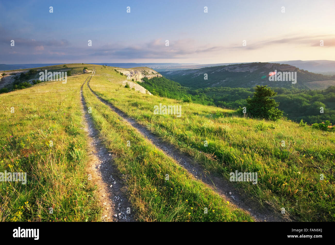 Road lane and deep blue sky. Nature design Stock Photo - Alamy