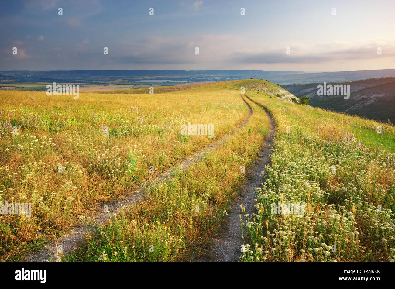 Road lane and deep blue sky. Nature design Stock Photo - Alamy