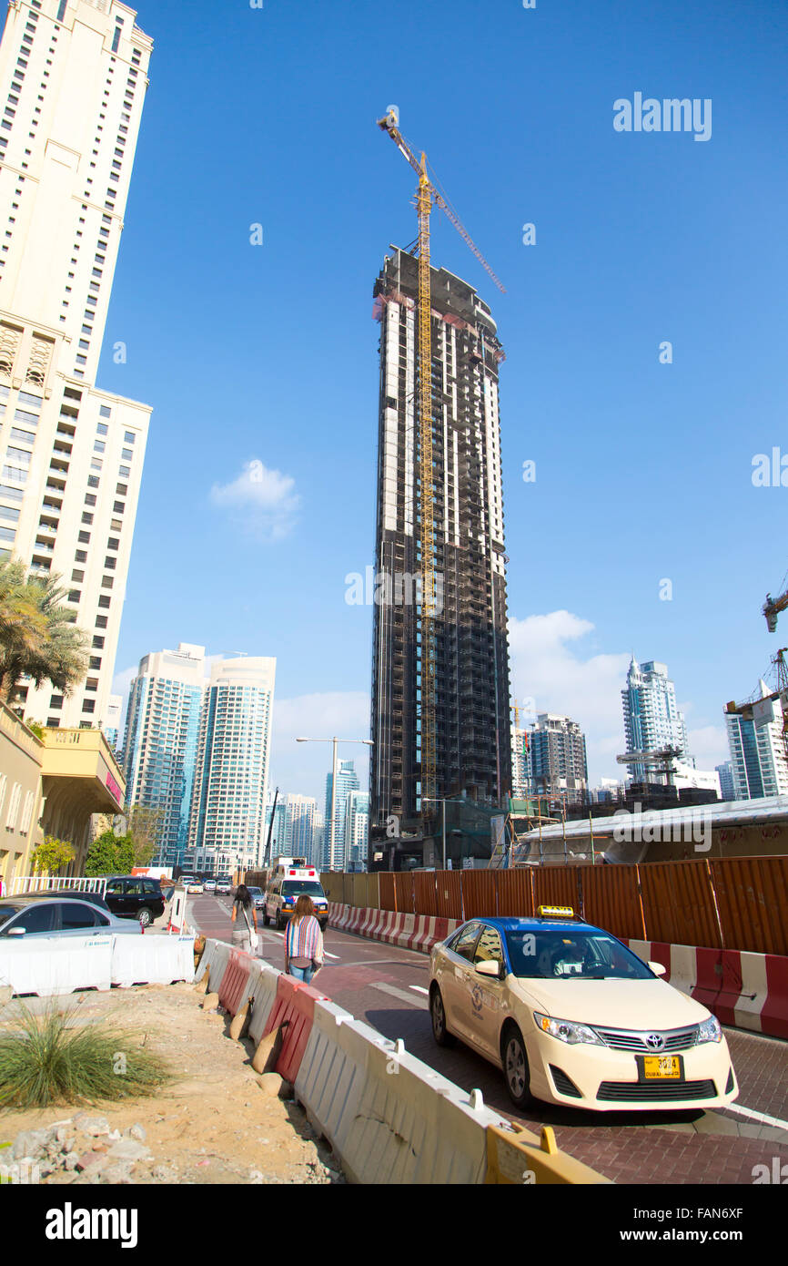 DUBAI, UAE - JANUARY 16, 2014: View at modern skyscrapers in Dubai ...