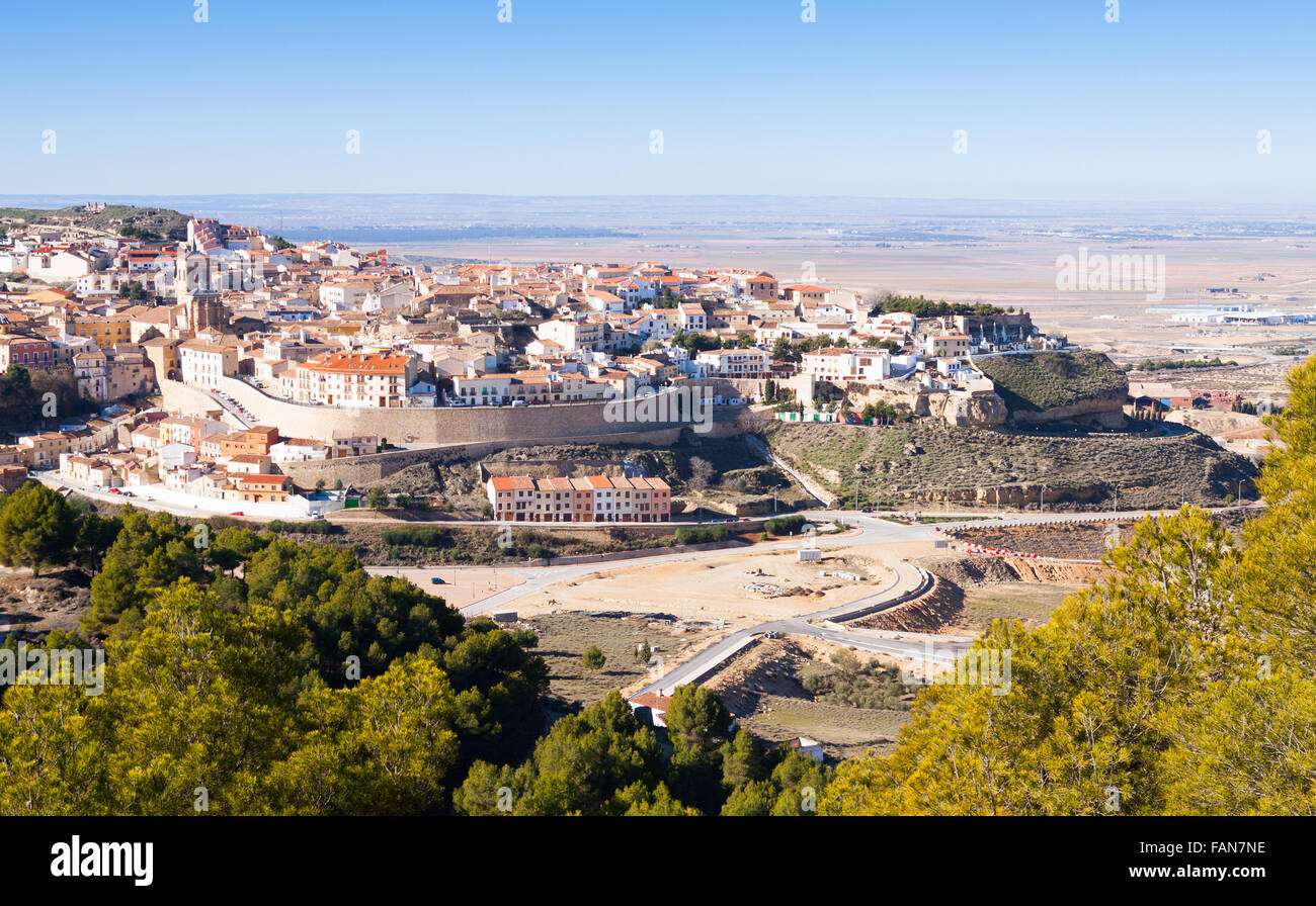 spanish town at hill. Chinchilla de Monte-Aragon, province of Albacete ...
