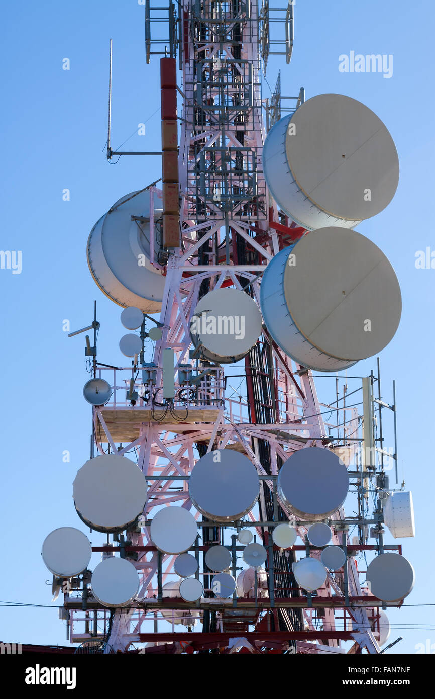 Telecommunications antenna for radio, TV and telephony Stock Photo - Alamy