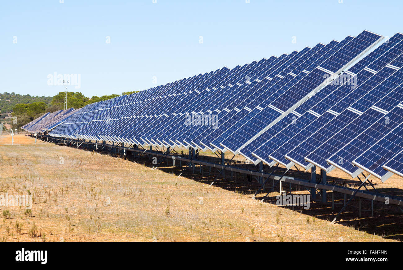 electric solar panel system at desert Stock Photo - Alamy