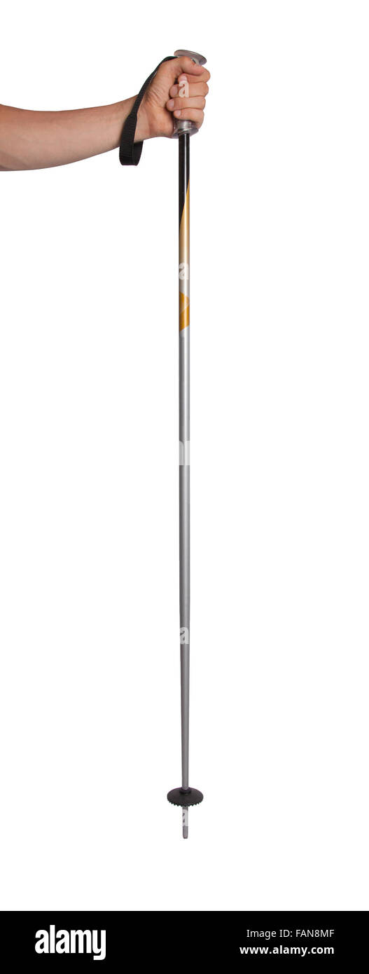 Hand and ski pole isolated on white background Stock Photo - Alamy