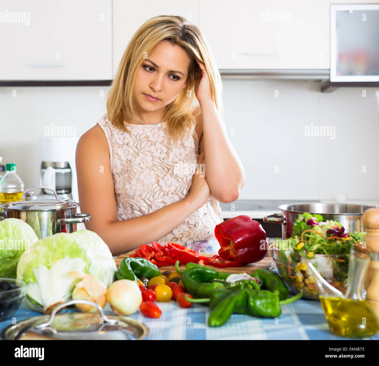 Portrait of upset girl feeling blue indoors Stock Photo - Alamy