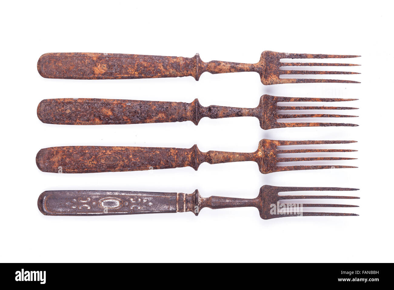 old rusty fork on a white background Stock Photo - Alamy