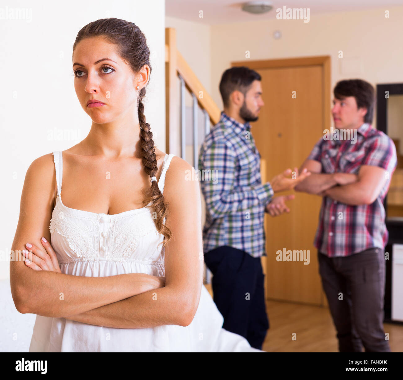 Woman two men love triangle hi-res stock photography and images - Alamy