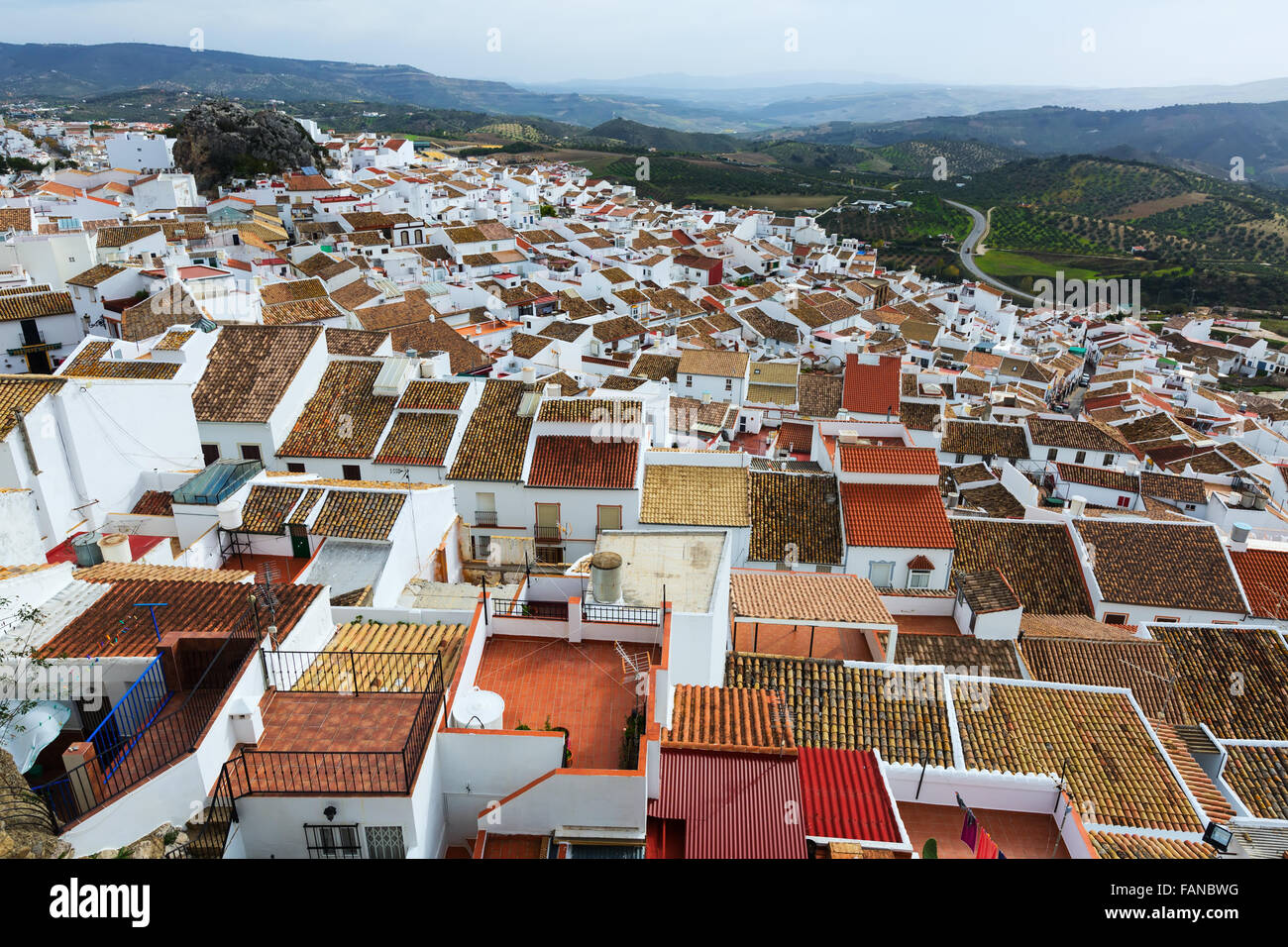 General top view of spanish town. Olvera, Spain Stock Photo - Alamy