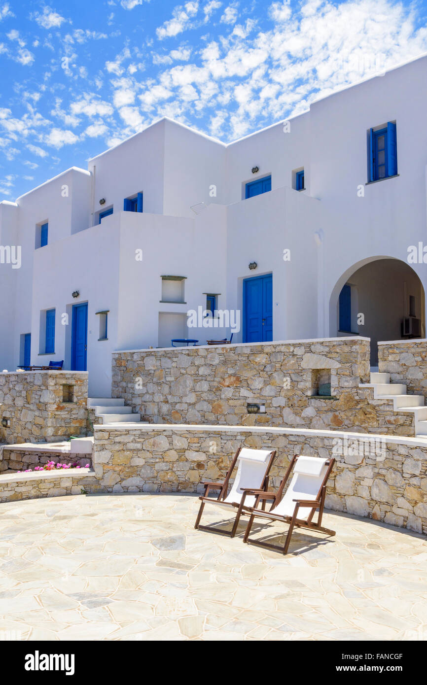 White and blue Greek Island Hotel, Folegandros, Cyclades, Greece Stock ...
