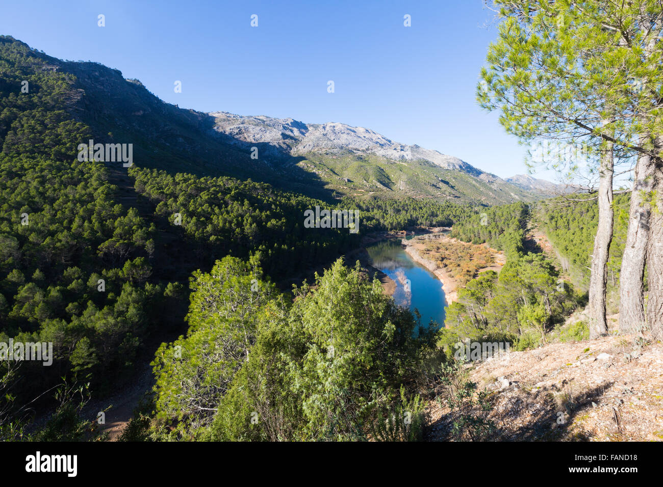 Mountains landscape with river. Guadalquivir river, Andalusia, Spain ...