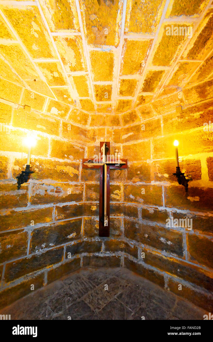 Cadiz Spain cathedral cellar and cross detail Stock Photo - Alamy