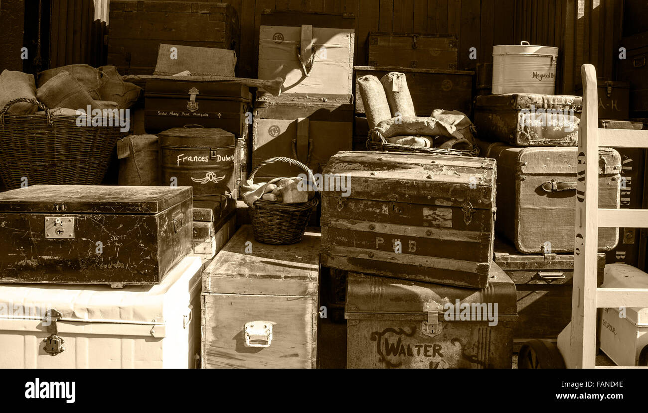 Old baggage on the dock side at Brunel's historic SS Great Britain in ...