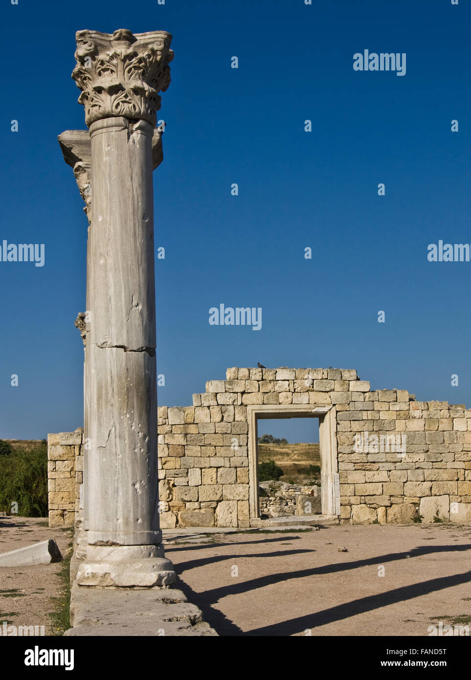 Ruins of ancient Greek town Chersonese in region Crimea on Black sea ...