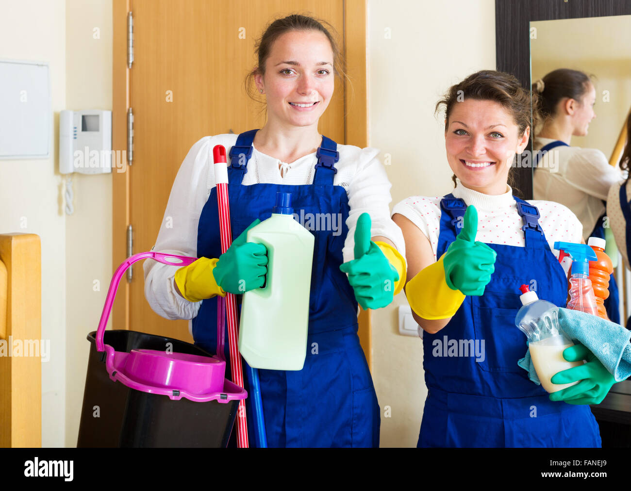 Cleaning premises team is ready to work Stock Photo - Alamy