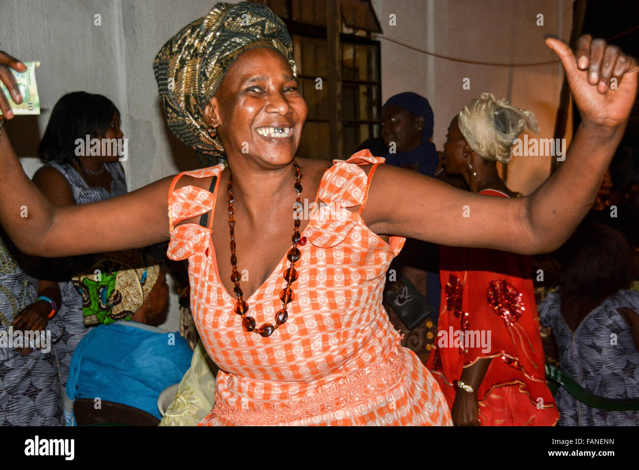 Gambian woman dancer - musician is dancing in Kololi, The Gambia Stock ...