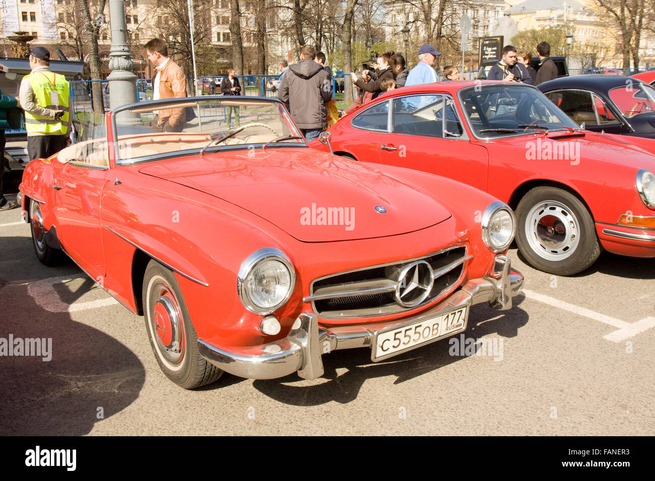 MOSCOW - APRIL 27, 2014: retro car mercedes benz on rally of classical ...