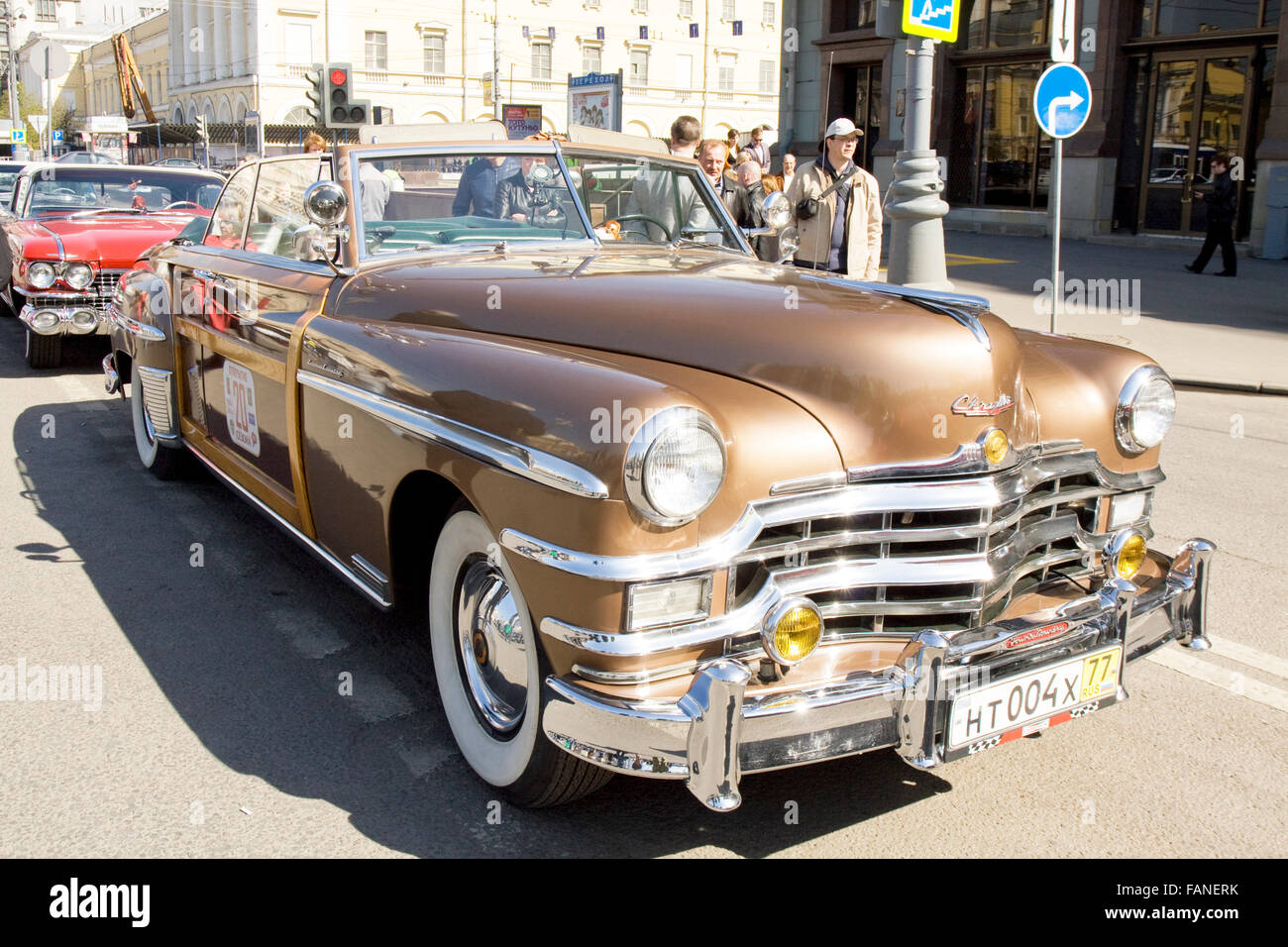 MOSCOW - APRIL 27, 2014: retro car chrysler on rally of classical cars ...