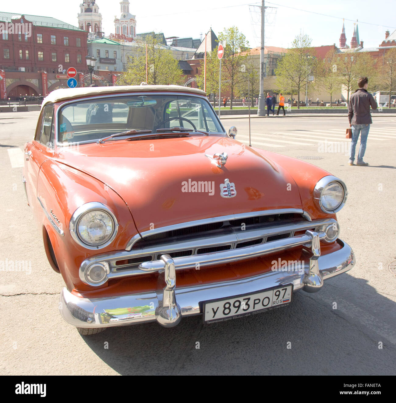 MOSCOW - APRIL 27, 2014: retro car dodge on rally of classical cars ...