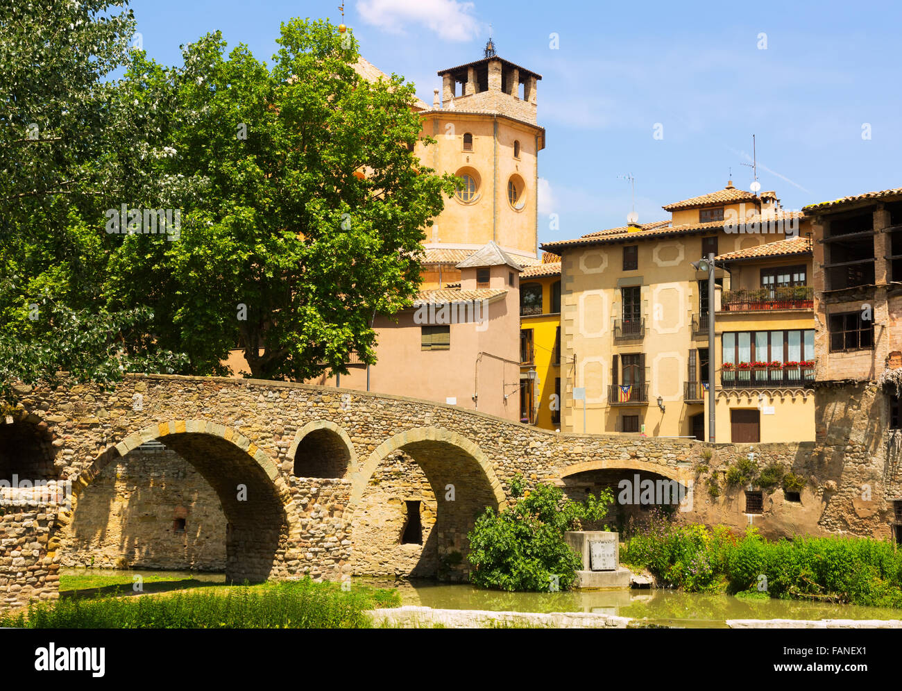 Ancient stone bridge Cathedral in Vic. Catalonia, Spain Stock Photo - Alamy