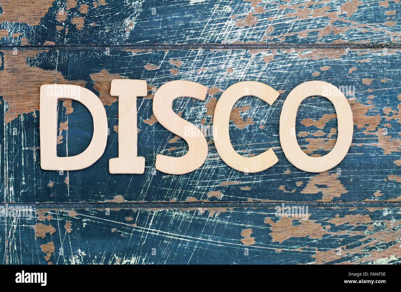 Word disco written with wooden letters on rustic surface Stock Photo ...