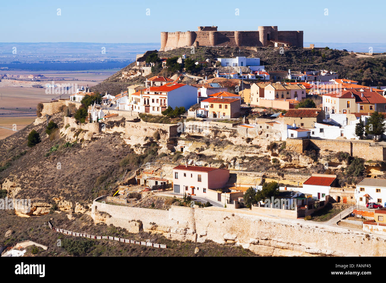 Chinchilla de Monte-Aragon with medieval castle. Albacete, Spain Stock ...