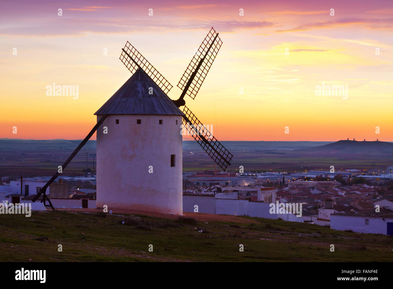 Retro windmill in field la mancha hi-res stock photography and images ...