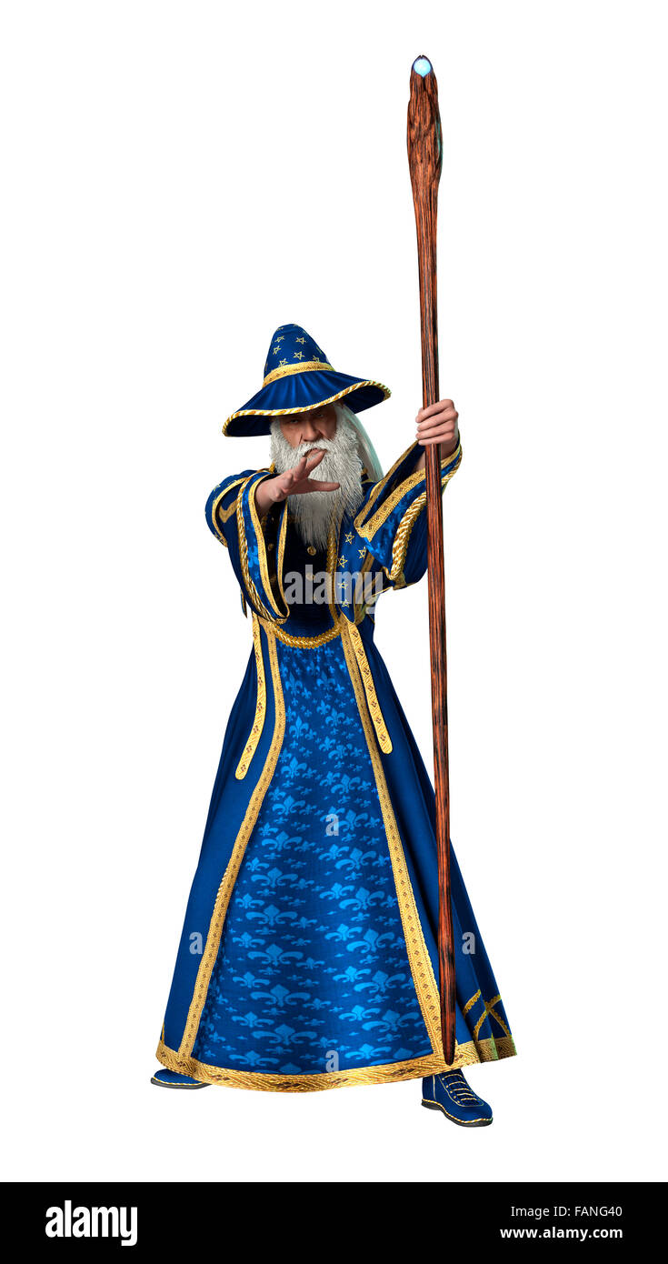 3D digital render of a fantasy wizard isolated on white background ...
