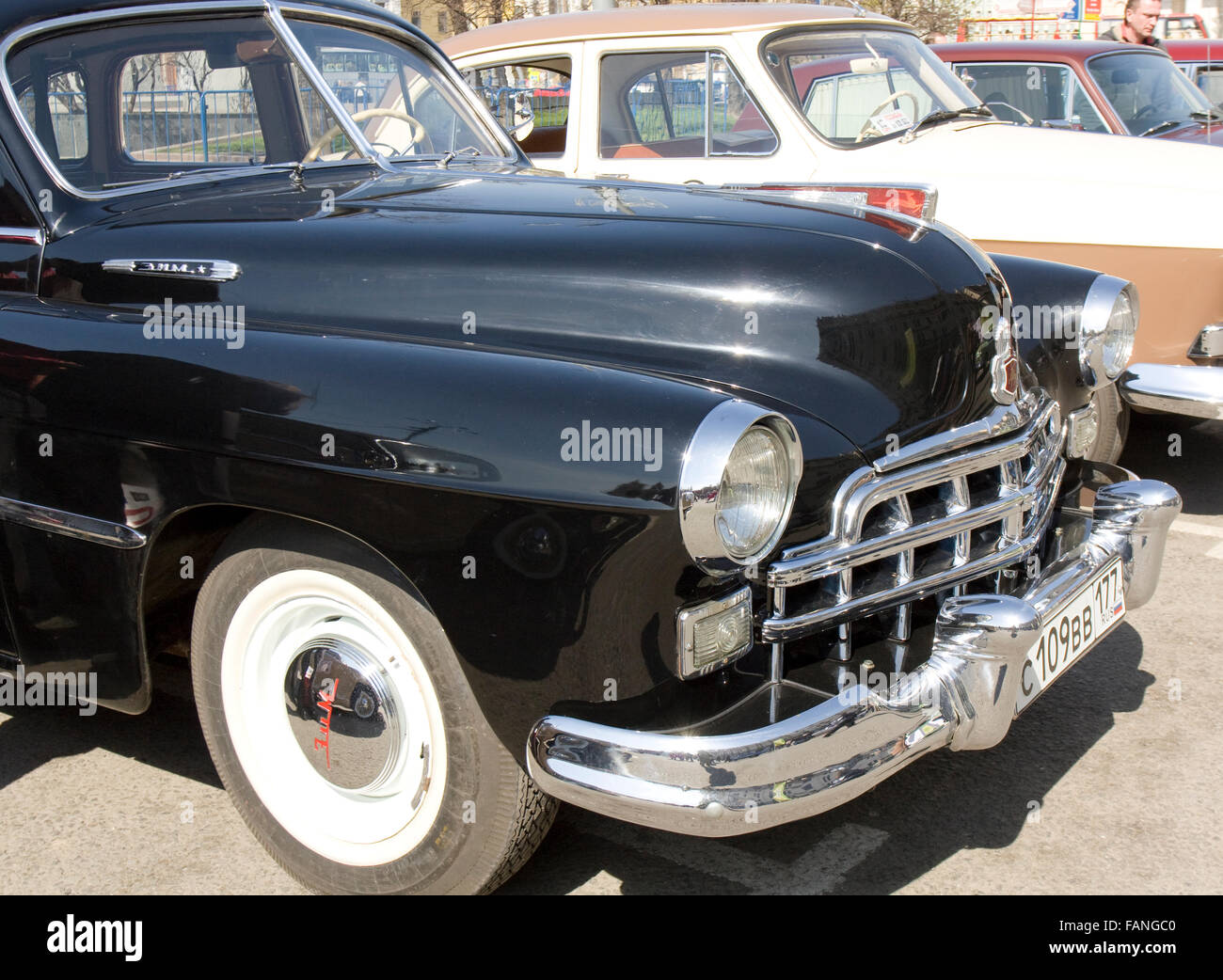 MOSCOW - APRIL 27, 2014: Russian retro car Volga GAS on rally of ...