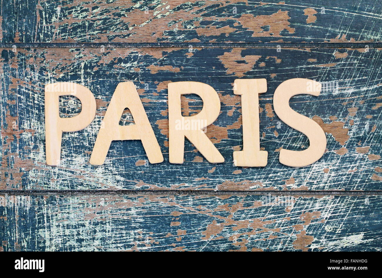 Paris written with wooden letters on rustic surface Stock Photo - Alamy