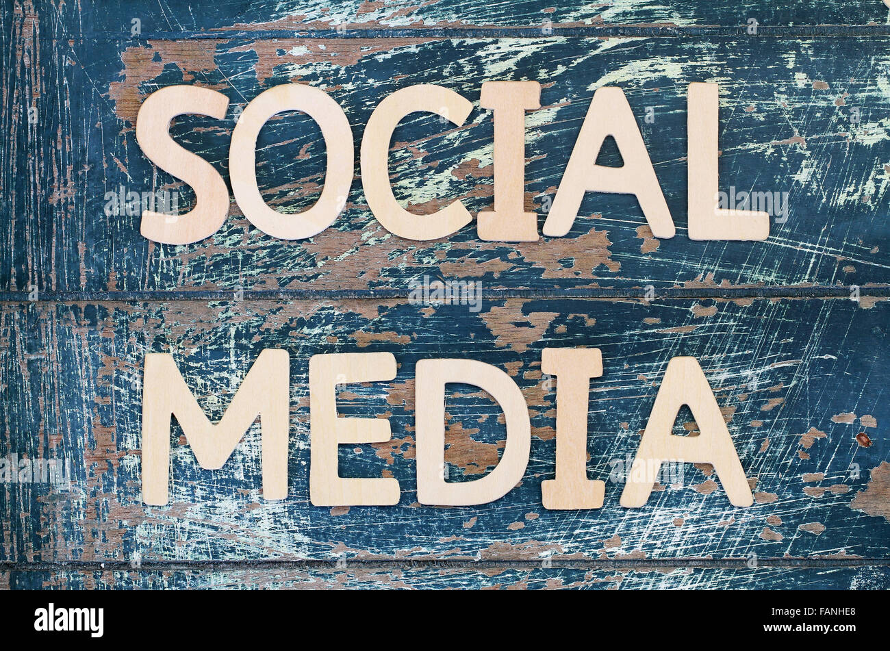 Social Media written with wooden letters on rustic surface Stock Photo ...