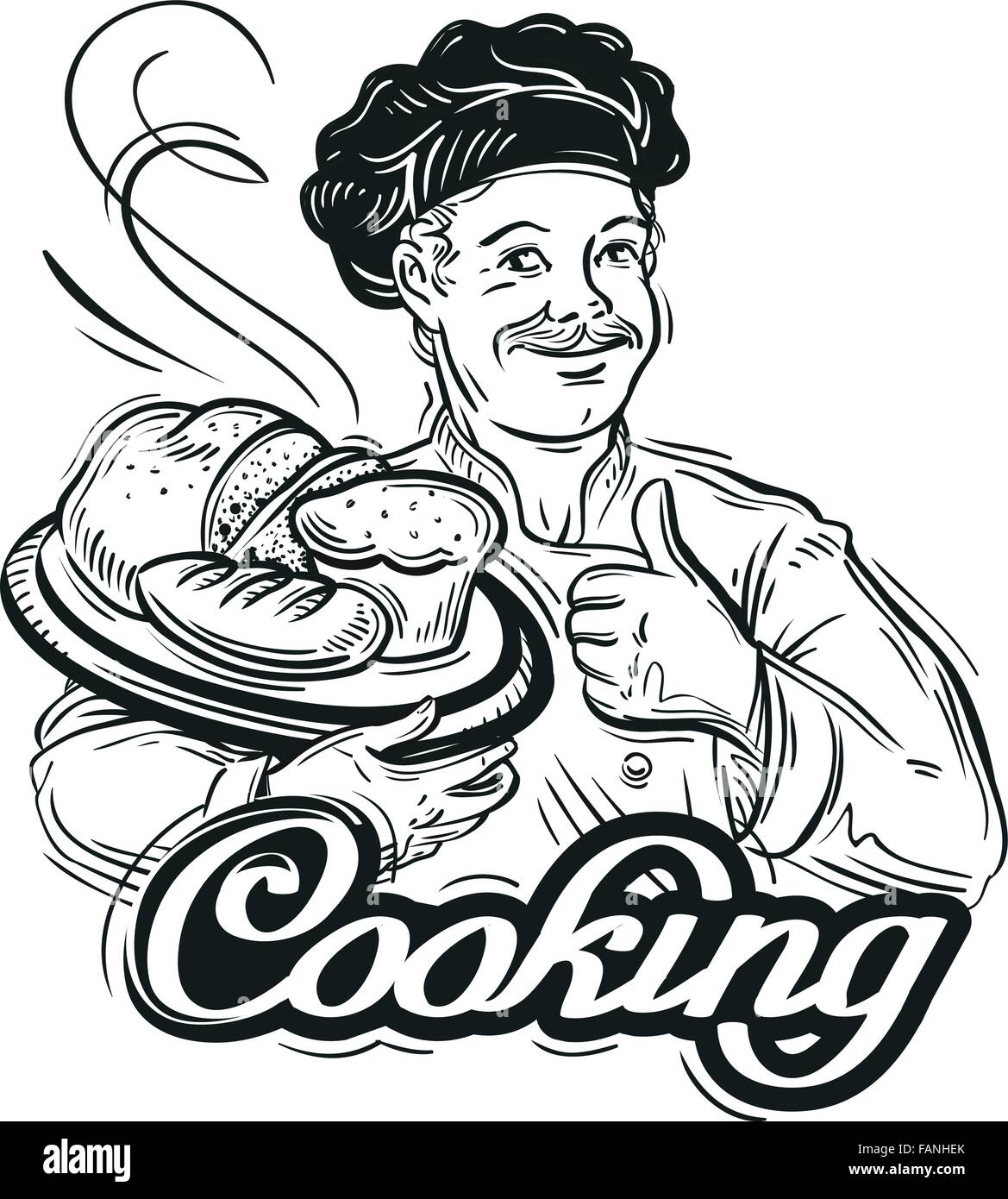 Smiling baker with bread Stock Vector Images - Alamy