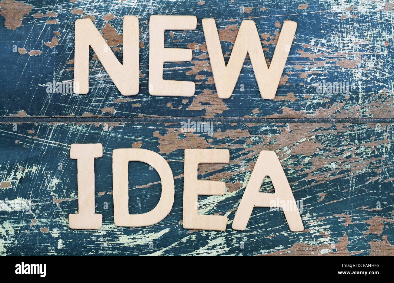 New idea written with wooden letters on rustic surface Stock Photo - Alamy