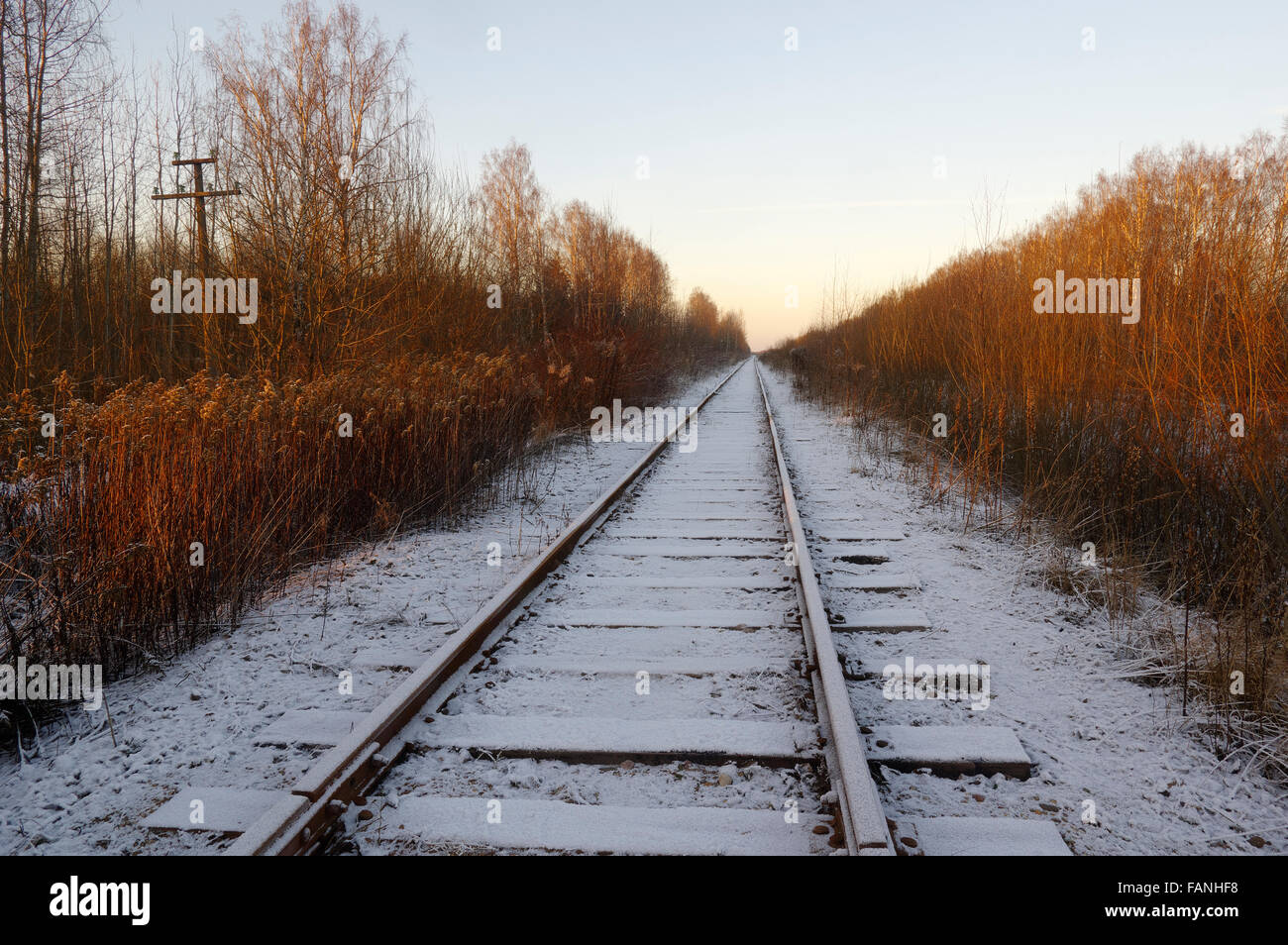 Winter Landscape with Frozen Railway, Tartu Estonia EU 2th January ...