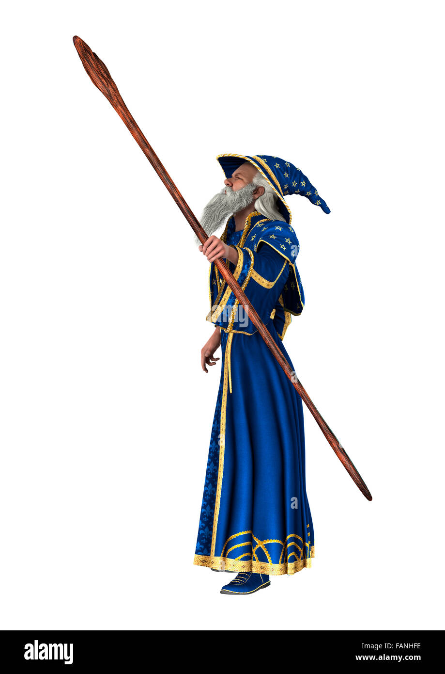 3D digital render of a fantasy wizard isolated on white background ...
