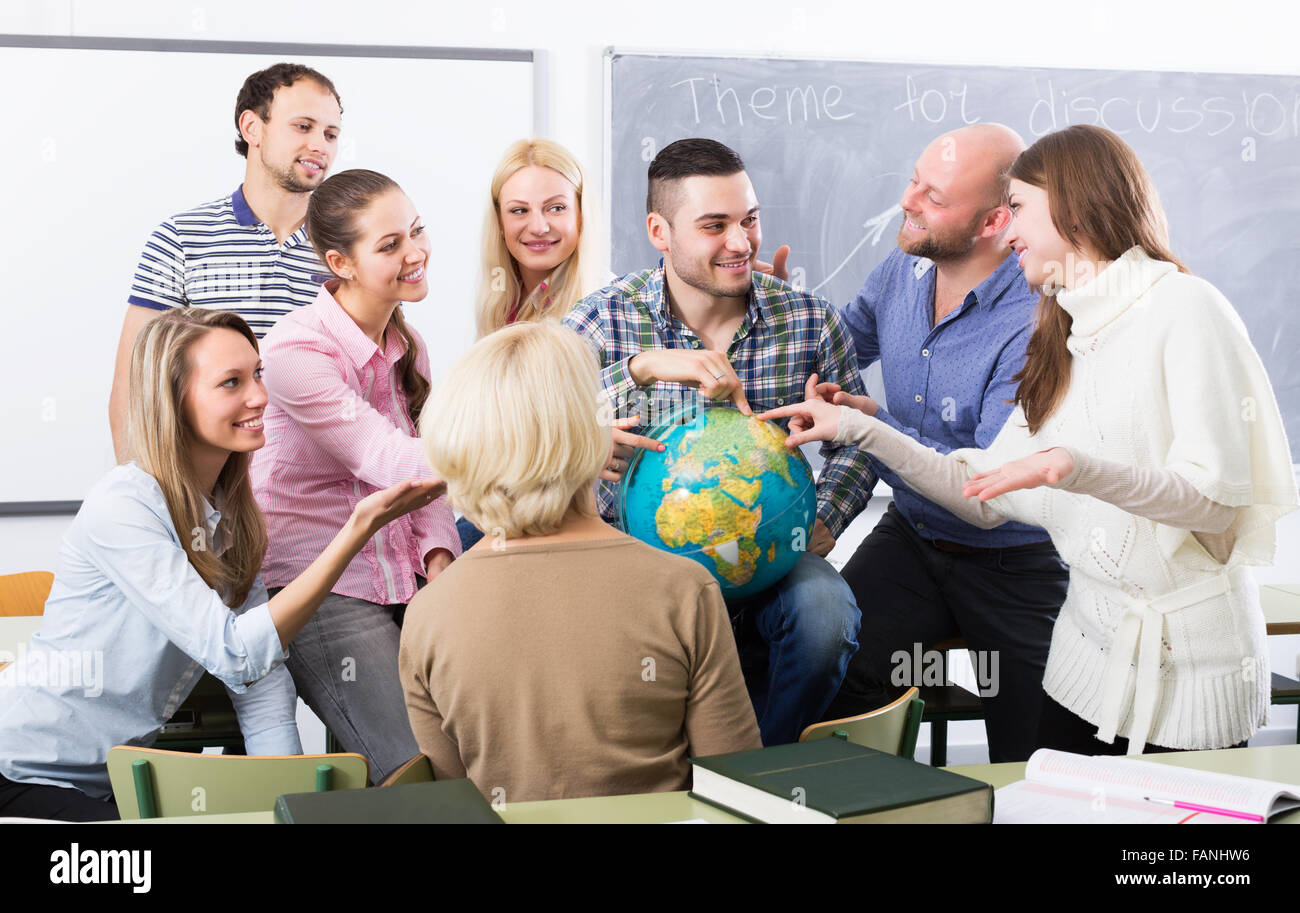 Different age students during break at extension courses in classroom ...