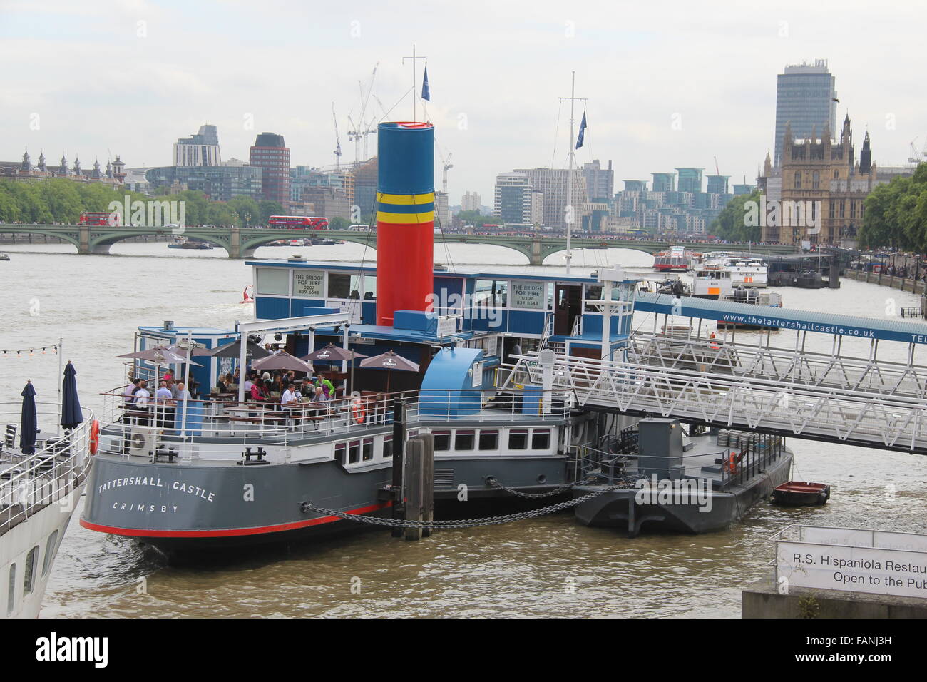 STEAM SHIP TATTERSHALL CASTLE NOW A RESTAURANT ON THE RIVER THAMES IN ...