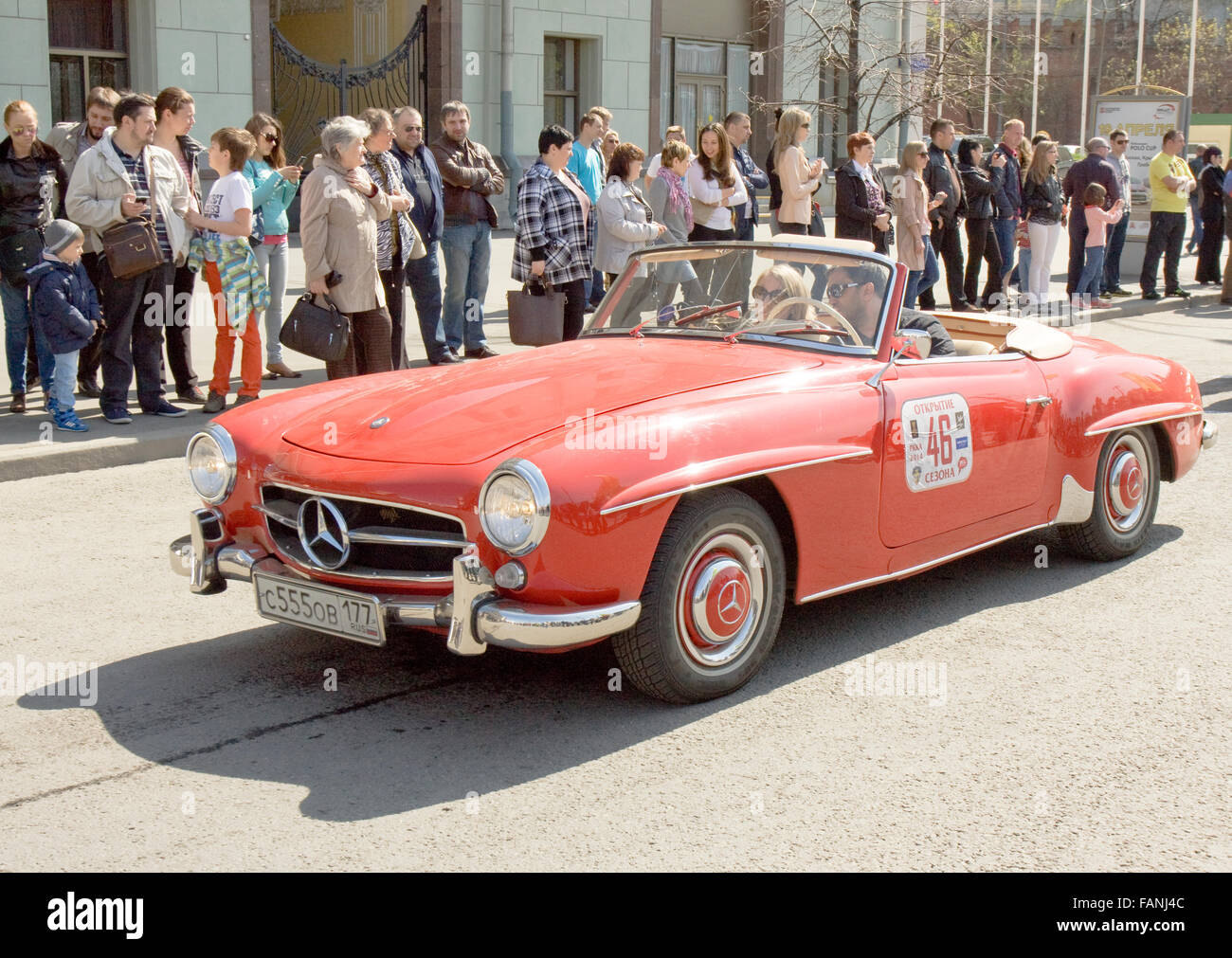 MOSCOW - APRIL 27, 2014: retro car mercedes on rally of classical cars ...