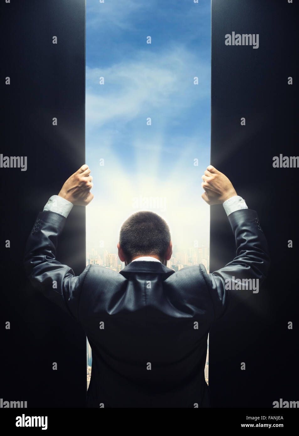 Man pushing gate open hi-res stock photography and images - Alamy