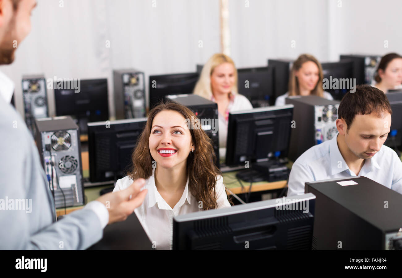 Friendly boss greeting new smiling colleague at office Stock Photo - Alamy