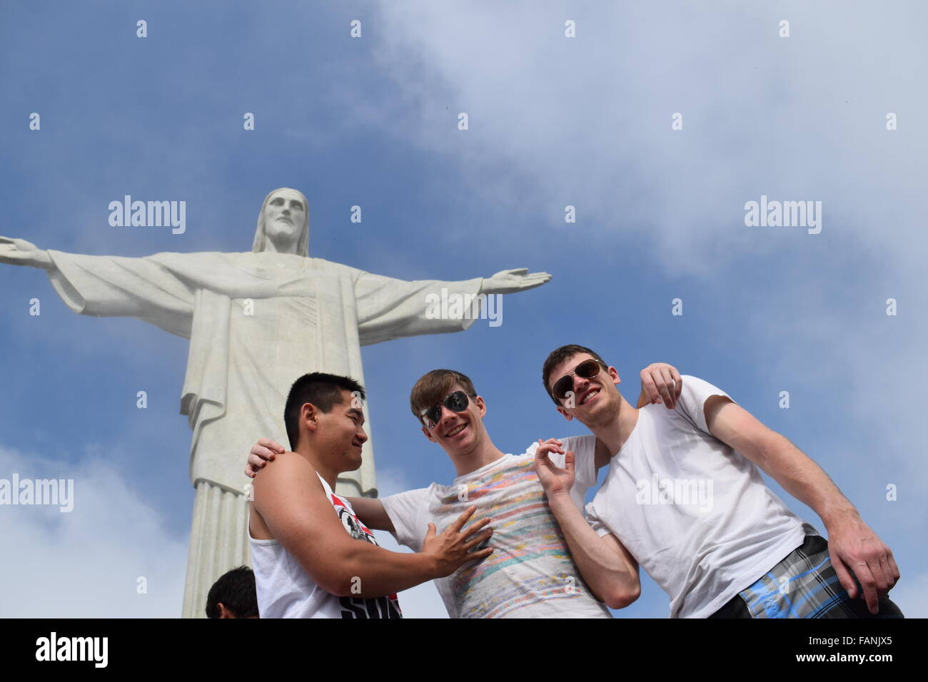 Having fun in front of El Cristo Redentor, the Christ Redeemer Stock ...