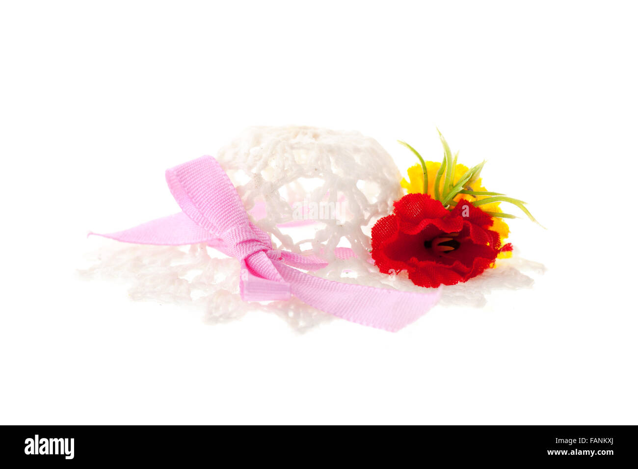 White sun hat with flowers isolated over white background Stock Photo ...