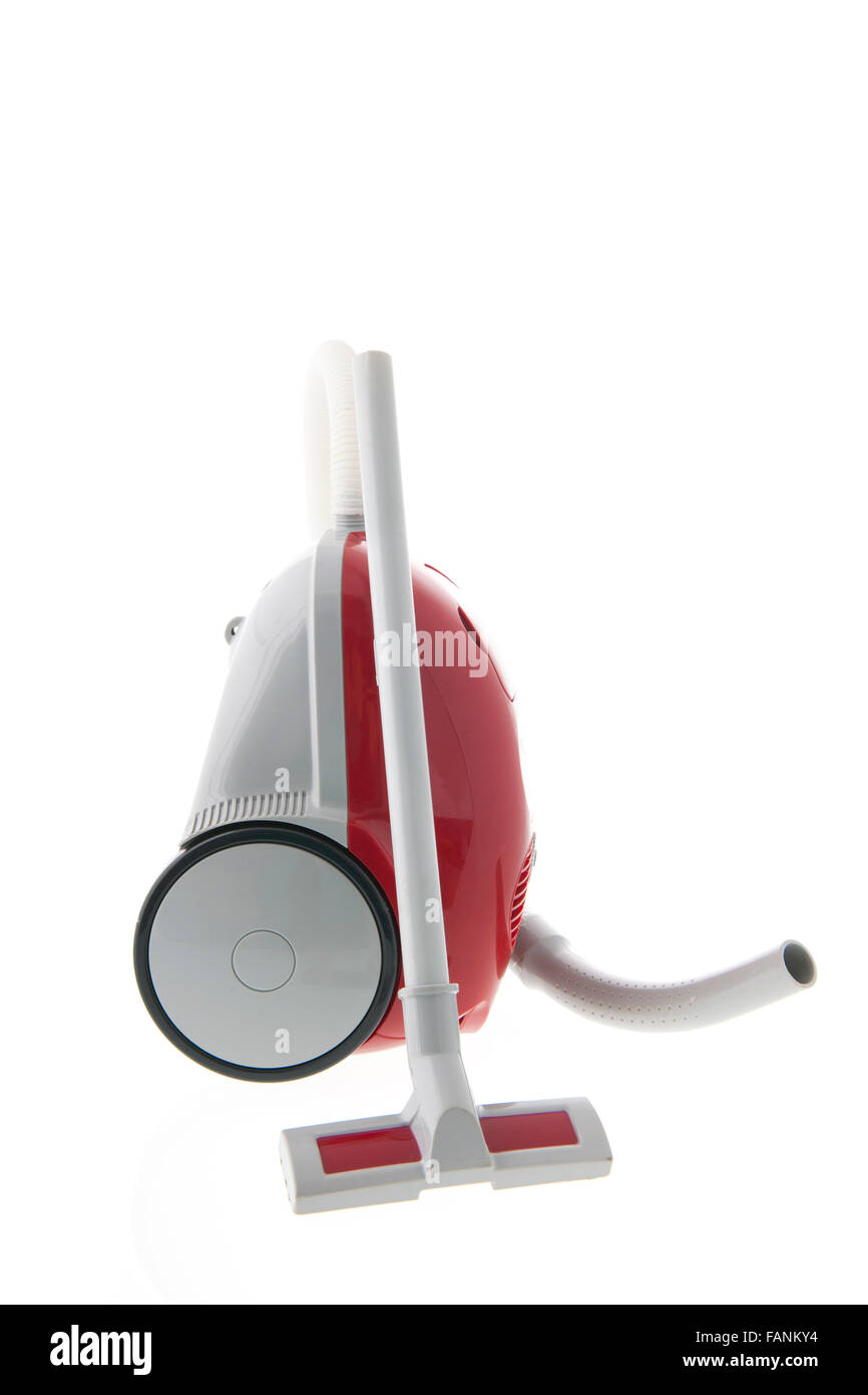 Red vacuum cleaner isolated over white background Stock Photo - Alamy