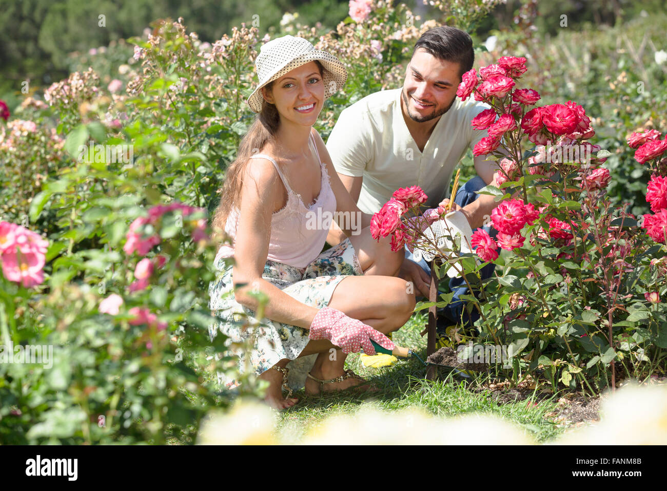 young smiling spanish family spends their summer vacation in the ...
