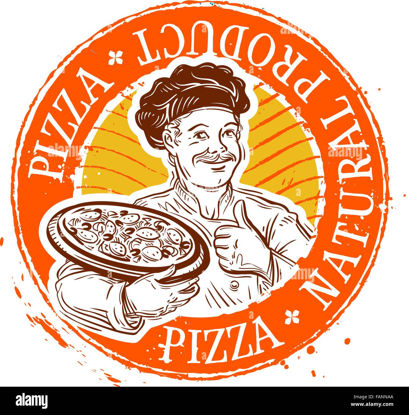 Chef pizza stamp vector illustration Stock Vector Images - Alamy
