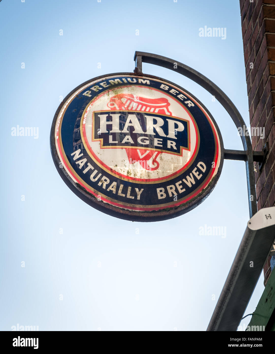 Old style Harp lager pub sign on a Belfast public house Stock Photo - Alamy