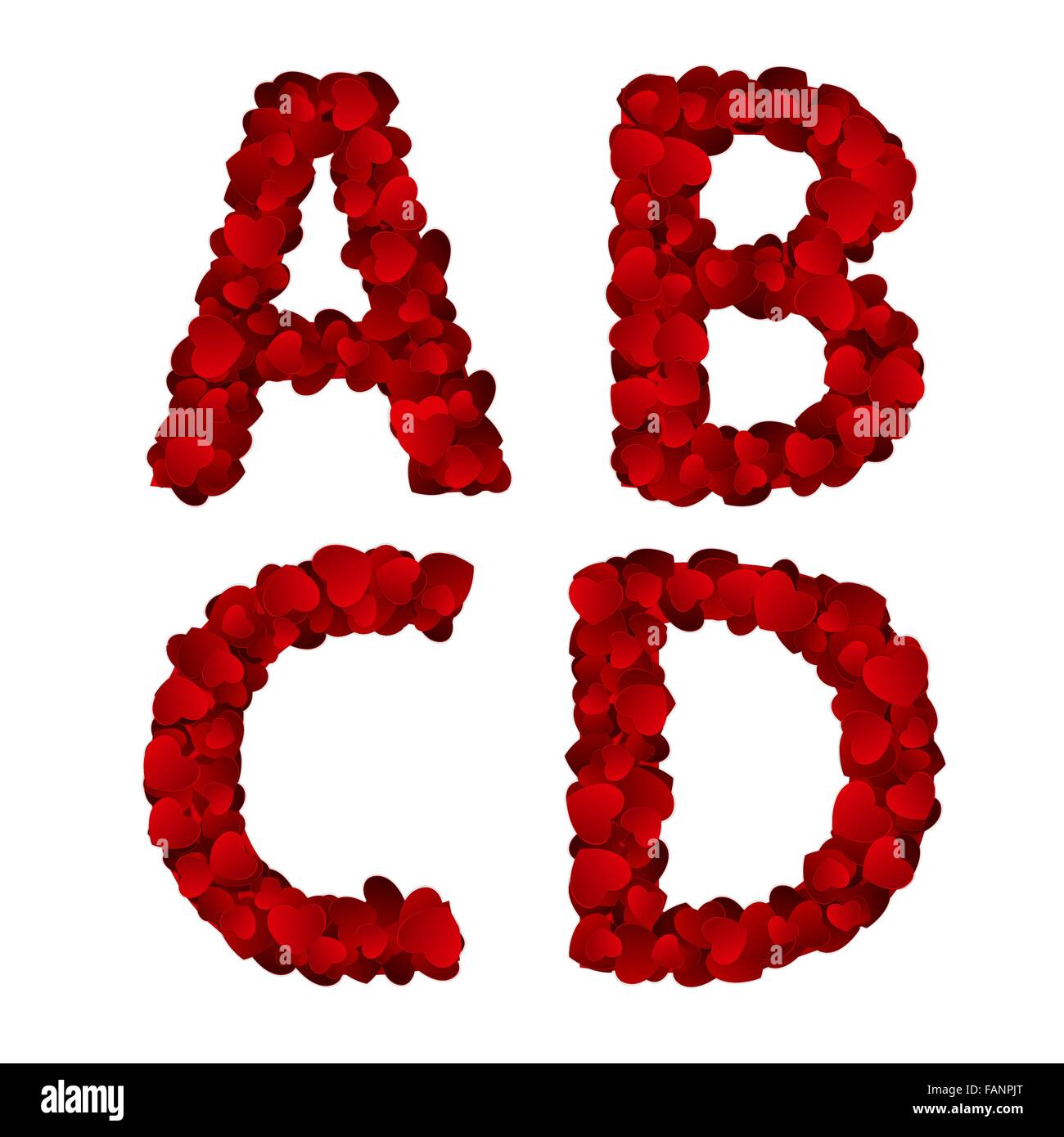 Valentine Day Alphabet of Hearts Vector Illustration Stock Vector Image ...