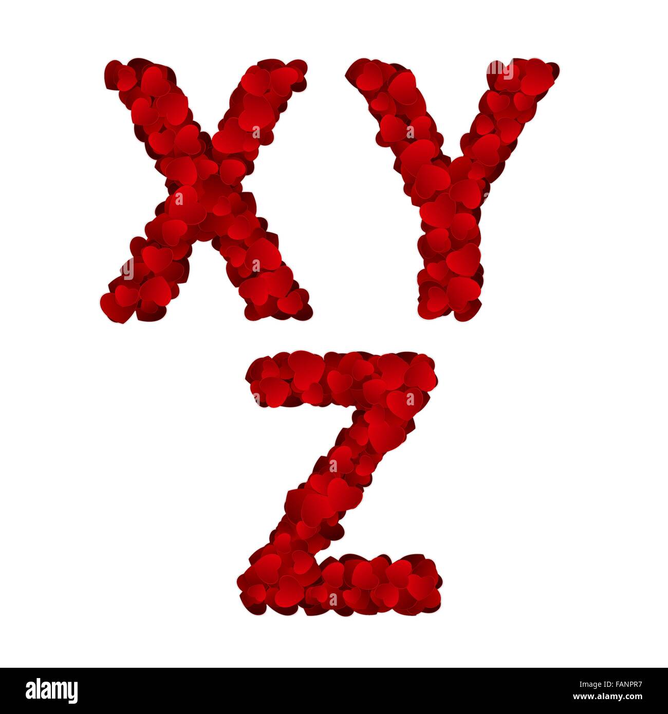 Valentine Day Alphabet of Hearts Vector Illustration Stock Vector Image ...