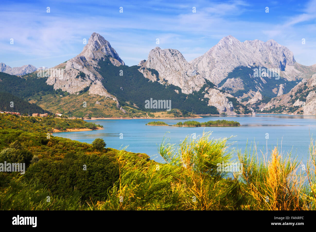 Summer mountains landscape with lake. Spain Stock Photo - Alamy