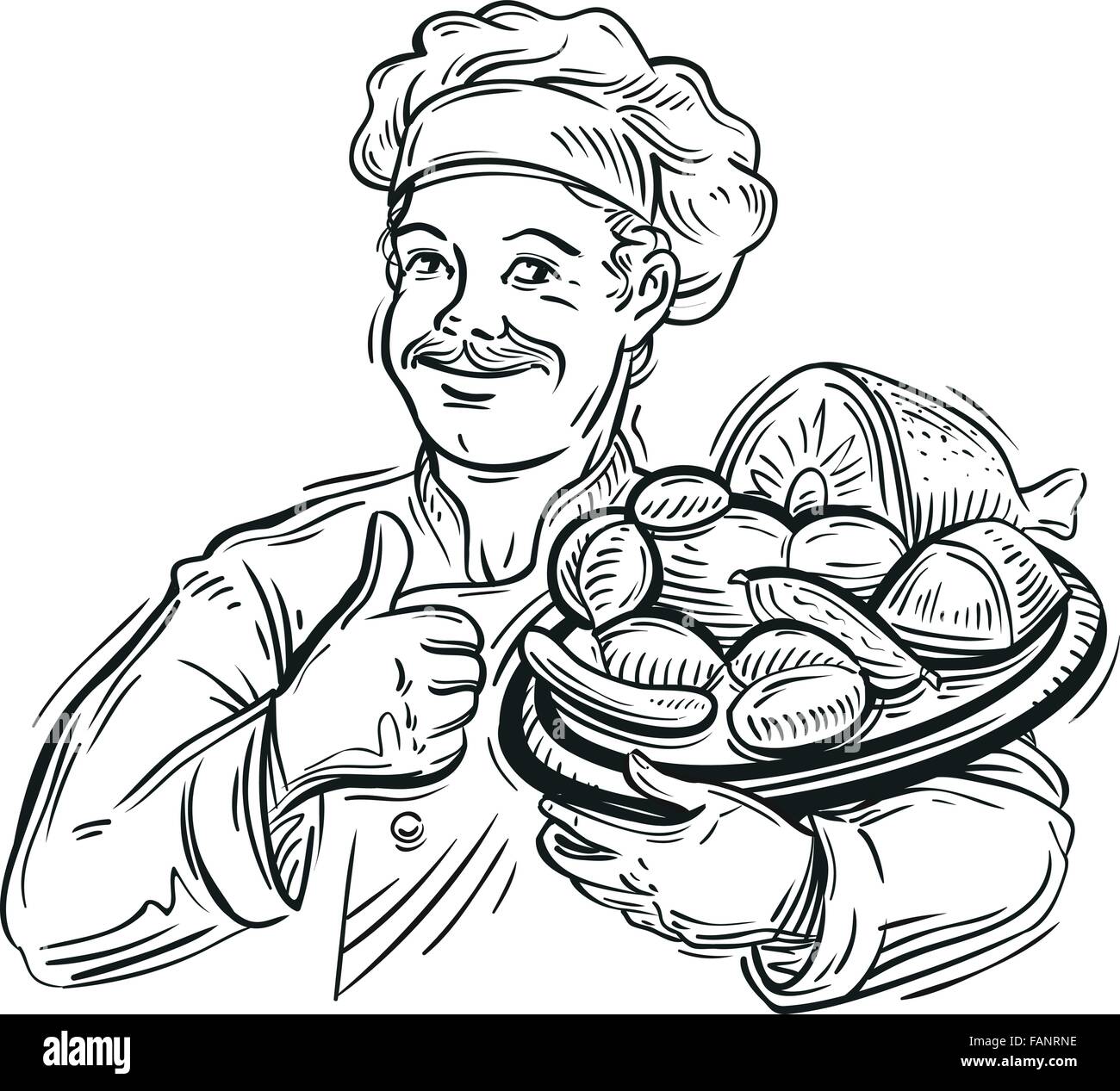 meat and cook isolated on a white background. vector illustration Stock ...
